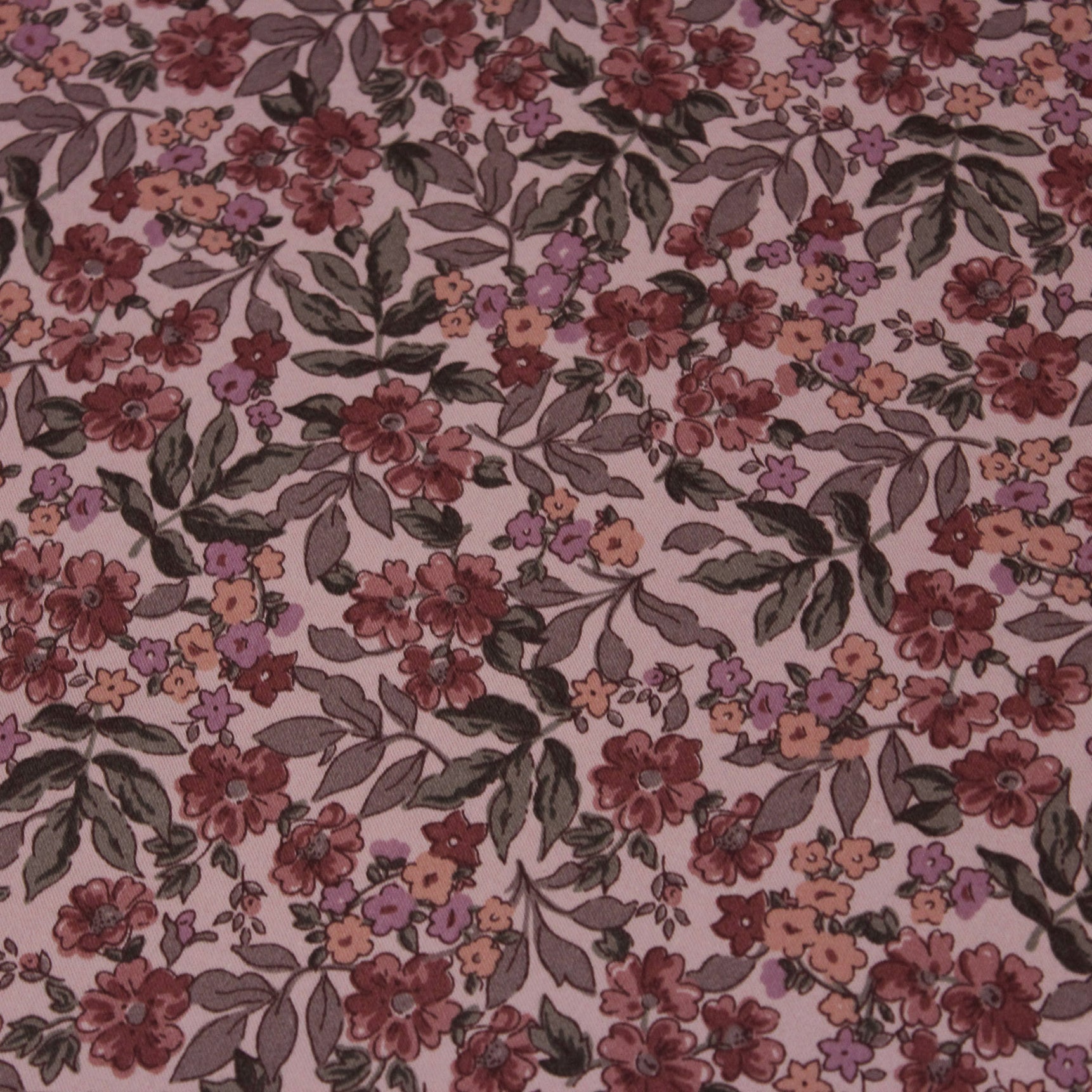 Tissu Popeline de coton fleuris aux tons roses - Collection FLORENCE ...